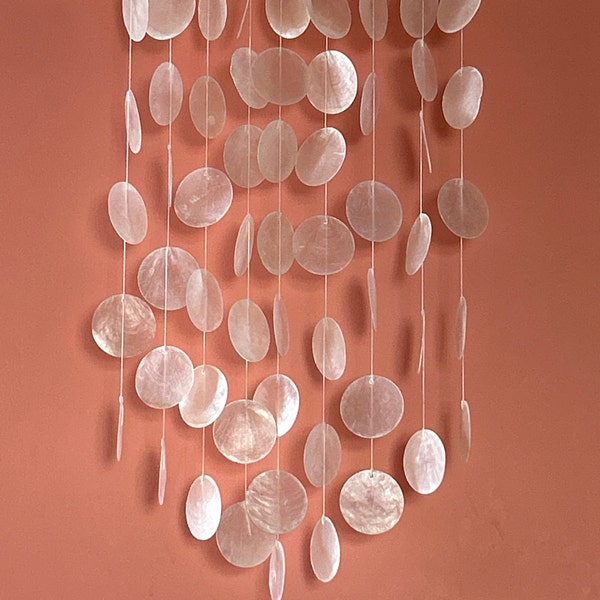 Lunar Abundance Capiz Shell Wind Chime, 22 X 16 Inches, Handmade ...