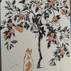 Cat Line Drawing Fruit Tree Sketch Art Original Cat Artwork Pen and Ink ...