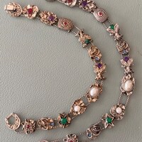 Elsa Schiaparelli Necklace/large Green Stones/unfoiled Oval & Pear ...