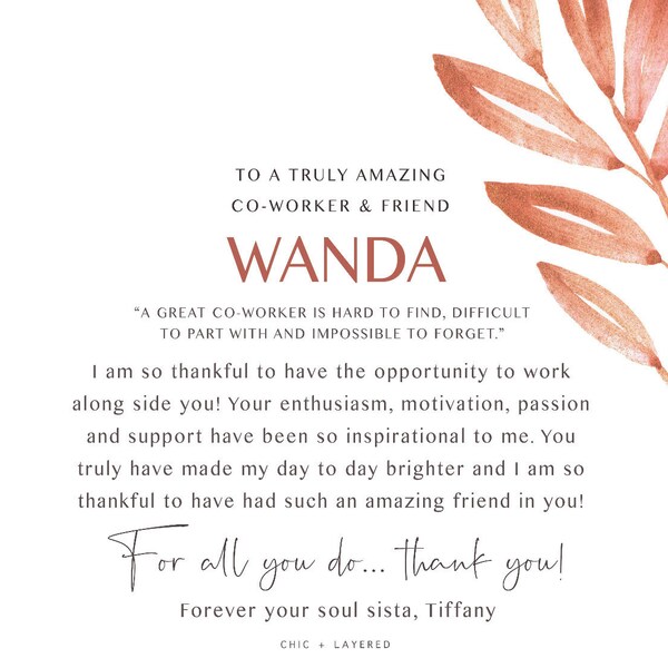 Co-worker Appreciation Gift Necklace • Co-worker Gift • Gift for Friend ...