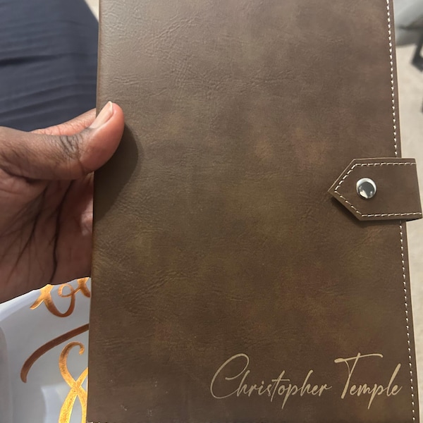 Custom Engraved Leather 3 Ring Binder Portfolio, Personalized Letter ...
