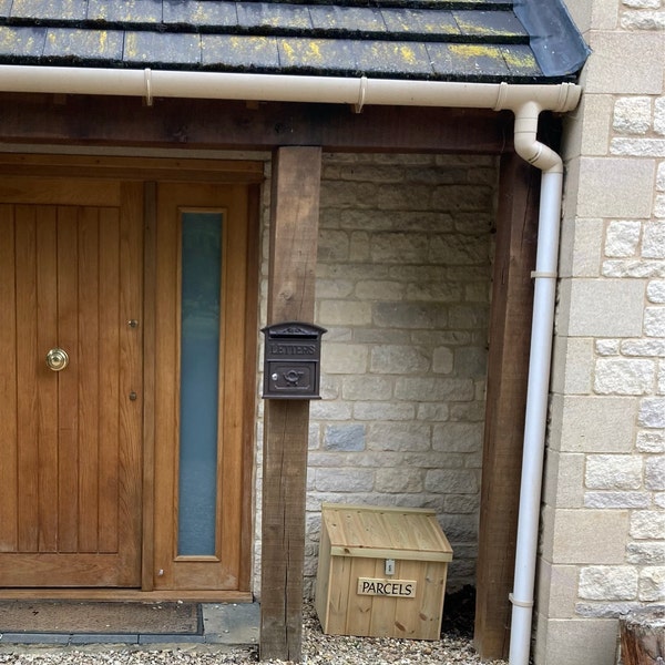 Doorstep Wood Parcel Box. Porch Parcel Storage Box. Handmade Wooden ...