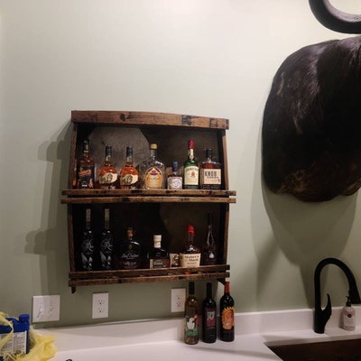 Bourbon Whiskey Barrel/home Bar Shelves/wall Mounted Alcohol Shelf ...