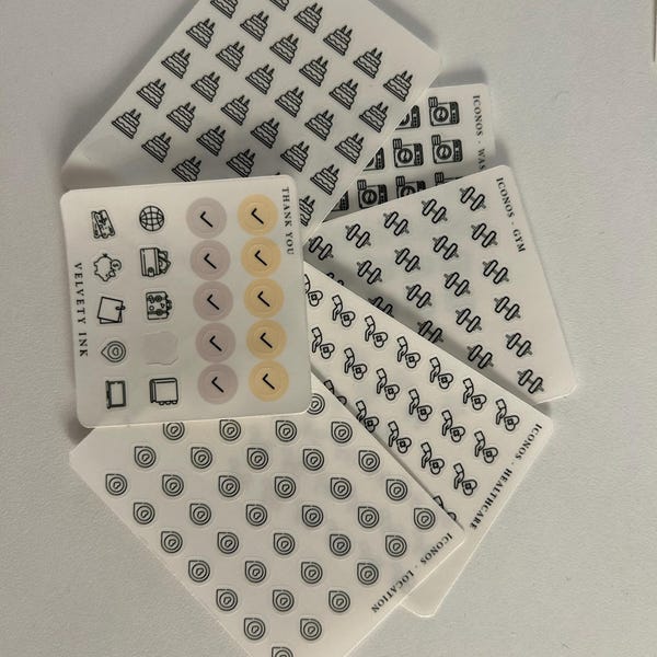 Mini Icons Stickers Sheet | Transparent Stickers | Planner Stickers ...