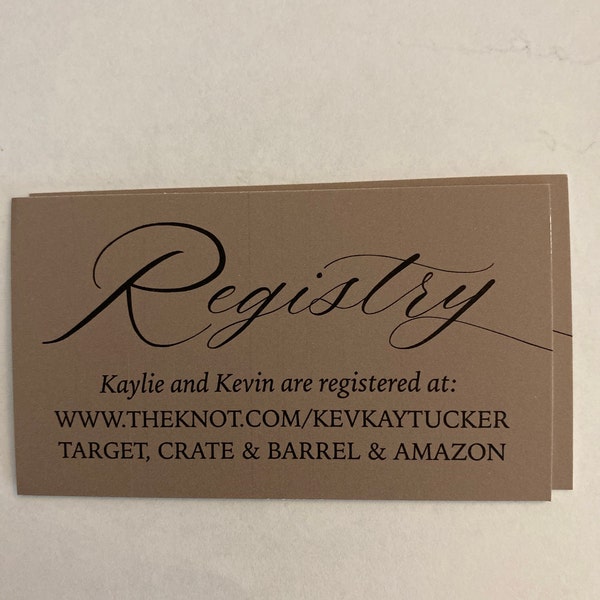 Printable OR Printed Registry Inserts With Custom Color and Font ...