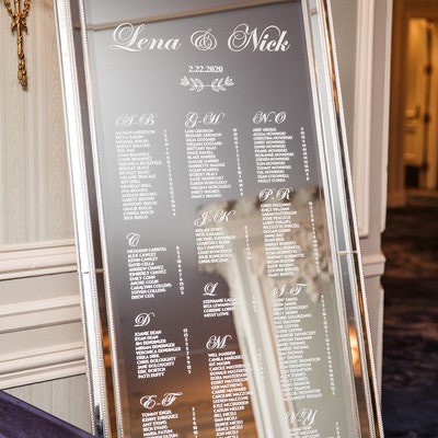 Mirror Wedding Table Plan Mirror Seating Chart Full Length Vinyl Decals ...