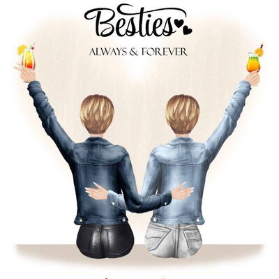 4 Best Friends Print Four Best Friends Gift 4 Friends Painting Four ...