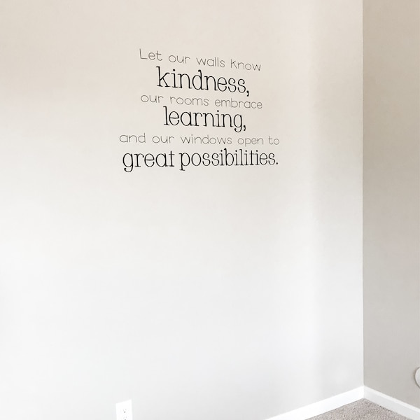 Let Our Walls Know Kindness, Our Rooms Embrace Learning School Wall ...