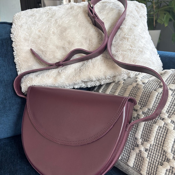 Crossbody Leather Bag, Shoulder Bag for Women, Half-round Bag, Leather ...