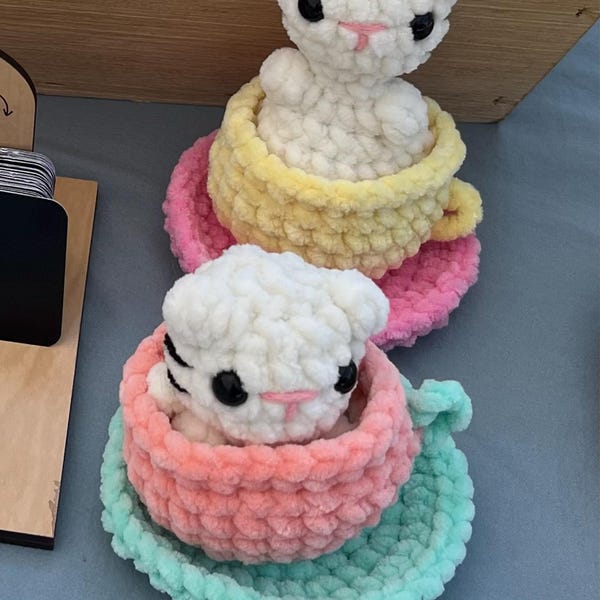 NO SEW!! Tabby Teacup Popping Desk Pal, PDF Pattern, Crochet Pop ...
