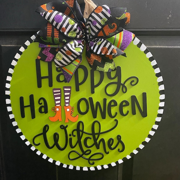 Halloween Door Hanger, Happy Halloween Witches, Witch Door Sign, Witch ...
