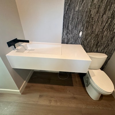 Custom Made Ocean Blue Bathroom Sink, Kitchen Sink, Marble Look ...