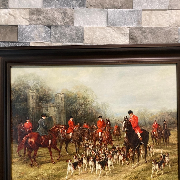 Framed Fox Hunting Painting, Foxhunting Oil Painting Print on Canvas ...