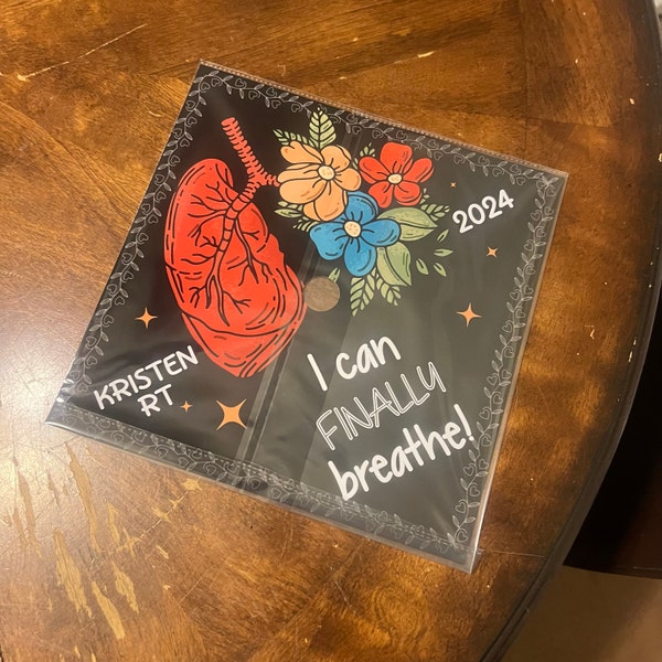 Funny Respiratory Therapist Graduation Cap, Personalized RT Grad Cap to ...