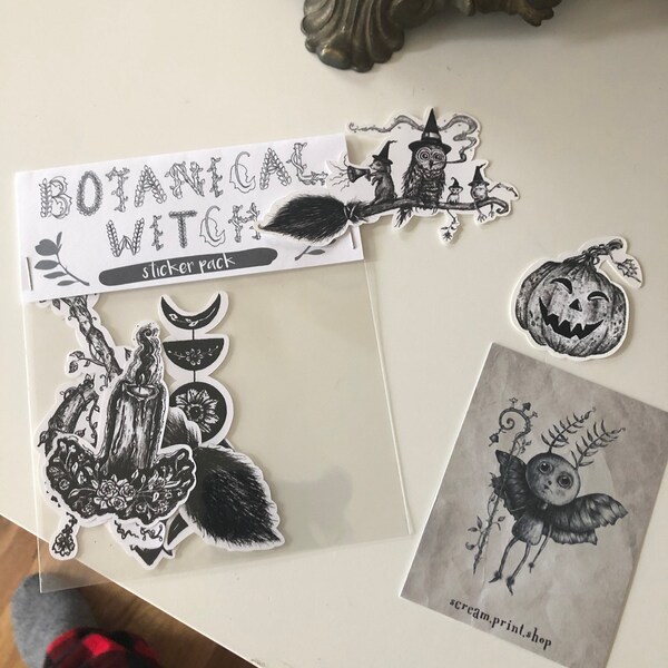 Botanical Witch Stickers, Witchy Sticker Pack, Gothic Spooky Stickers ...