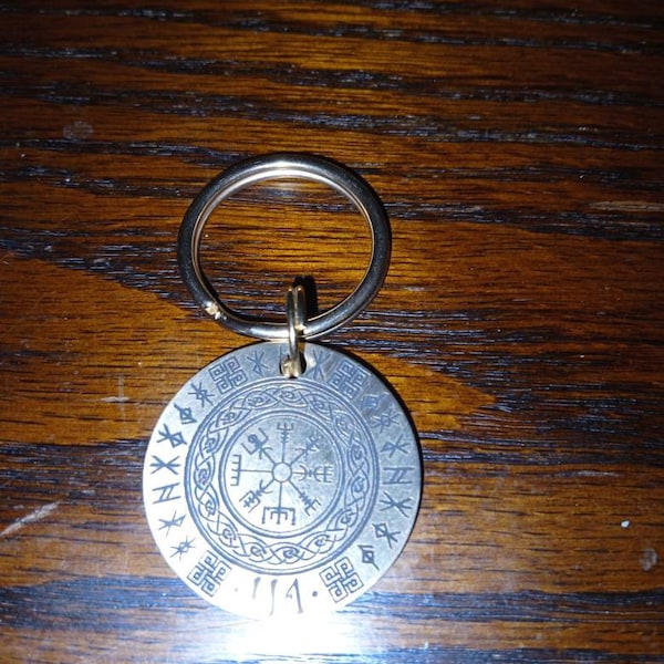Nordic Viking Dog Tag, Norse Viking Runes Keyring, Tribal Celtic Aztec ...