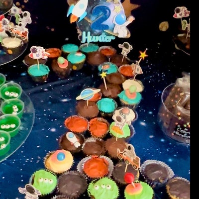Topper de pastel espacial, fiesta de cumpleaños espacial, decoración de ...
