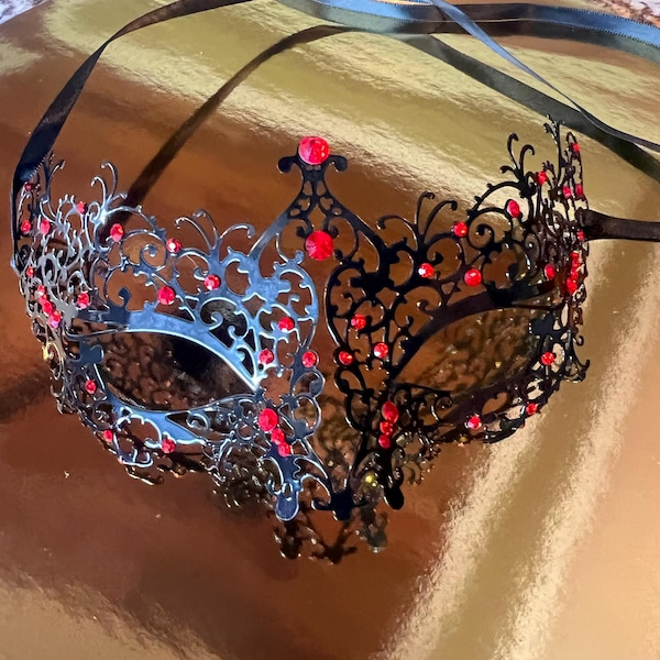 Black Masquerade Mask, Metal Mask, Women Mask, Metal Mask, Wedding Mask ...