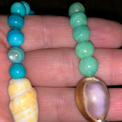 Sea Glass Shell Ring, Hawaiian Beach Adjustable Ring With Sea Shells ...