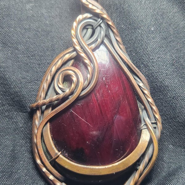 Red Flash Labradorite Gemstone Pendant Copper Wire Wrapped Pendant ...