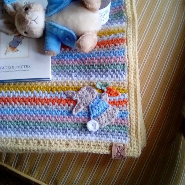 CROCHET PATTERN for the Pixie Rabbit Applique Crochet Applique Sewing Design Flat Cotton Tail ...