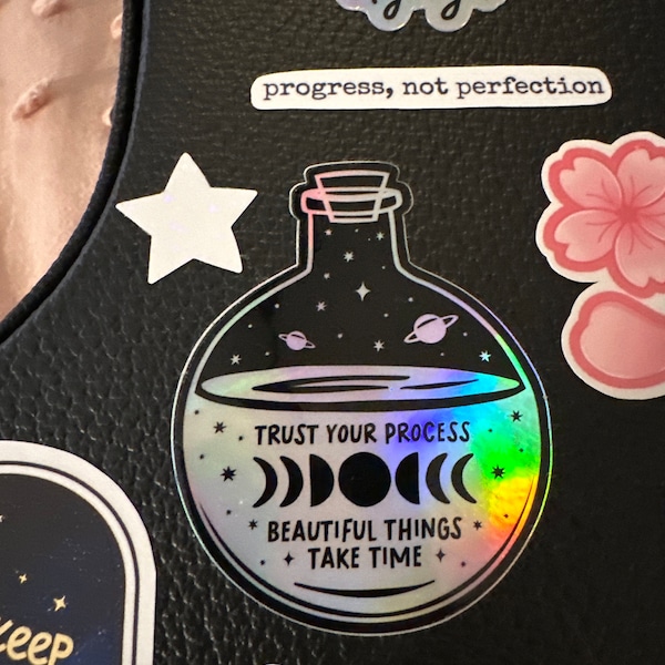 Trust Your Process Holographic Mystical Potion Bottle Sticker Galaxy ...