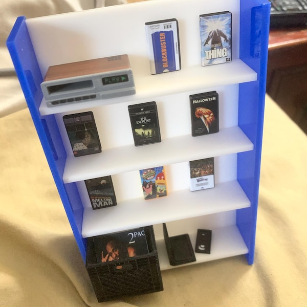 Mini Video Rental Store Display Shelf for 1:6 Scale Tapes, Mini VHS ...