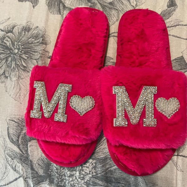 Personalized Fluffy Slippers for Bridesmaids Team Bride Slippers ...
