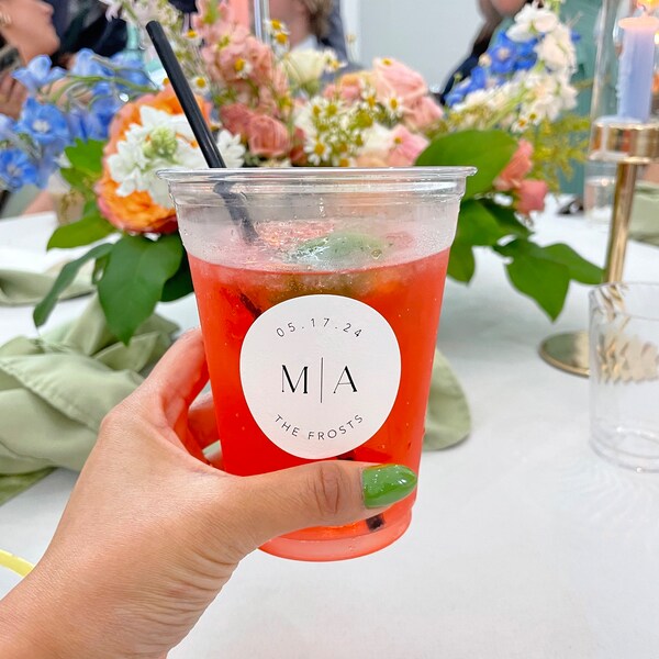 Wedding Cup Stickers, Wedding Decal, Wedding Logo for Cups, Wedding Cup ...