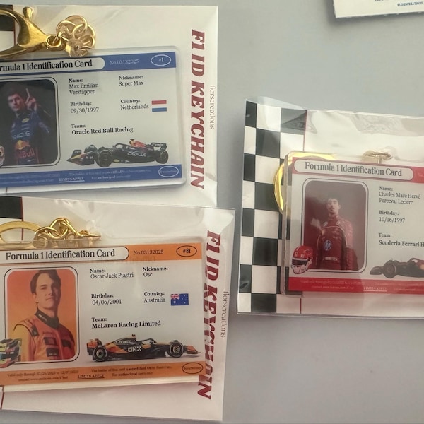 F1 Identification Card Keychain | Formula 1 Inspired Keychain - Etsy