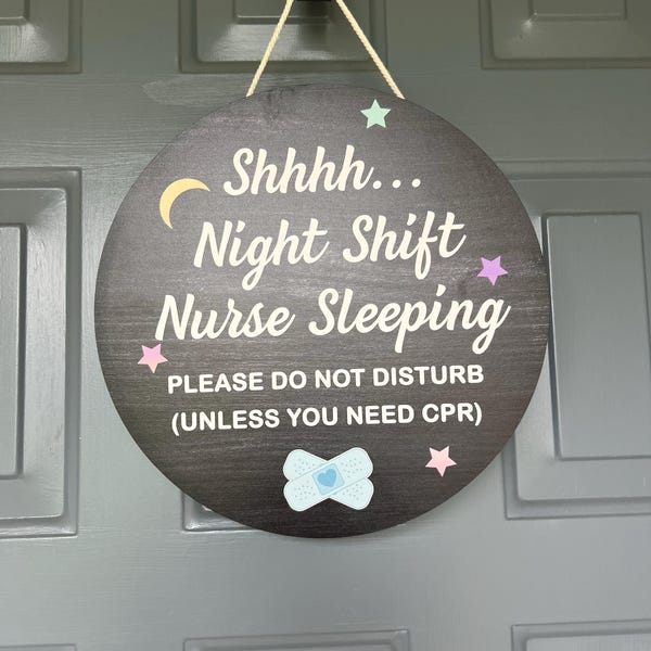 Night Shift Nurse Door Hanger, Nurse Sleeping Door Sign, Night Shift ...