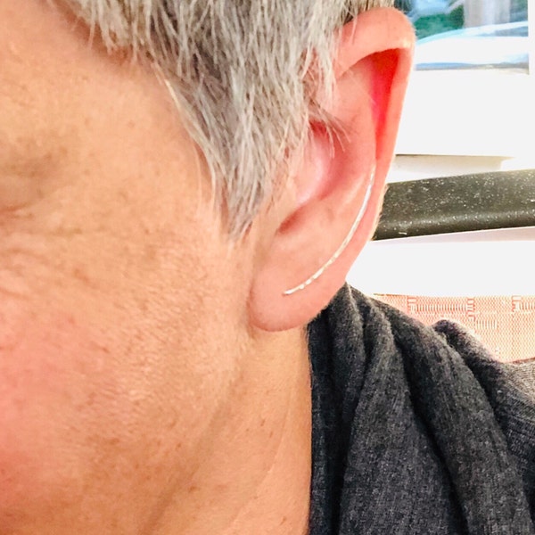 Ear Climbers Fine Silver Ear Crawler Silver Minimalist Threader Earring ...