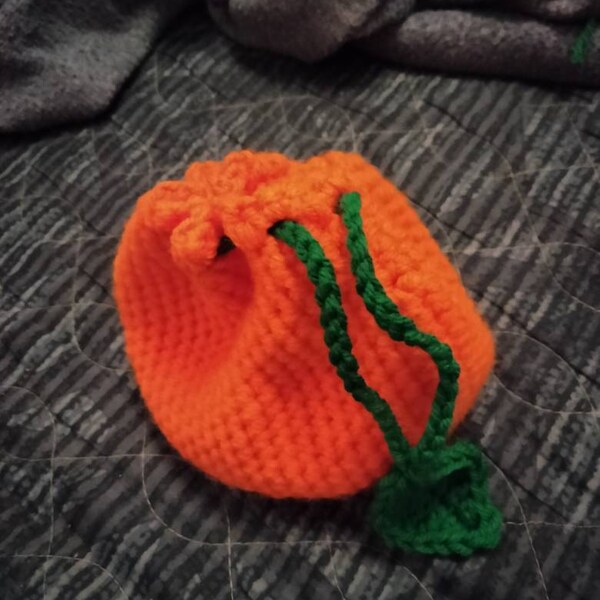 Orange Pouch Crochet Pattern Bag Mini Drawstring Fruit Bag Crochet ...