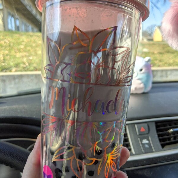 BOBA CUP Personalized Reusable (20oz) Fully Custom Vinyl Design or ...