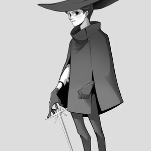 Digital Character Art Commission Monotone - Etsy
