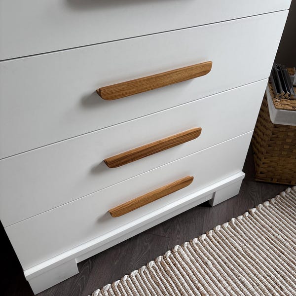 Long Oak Wood Handles Pulls Simple Kitchen Hardware Dresser Pulls ...