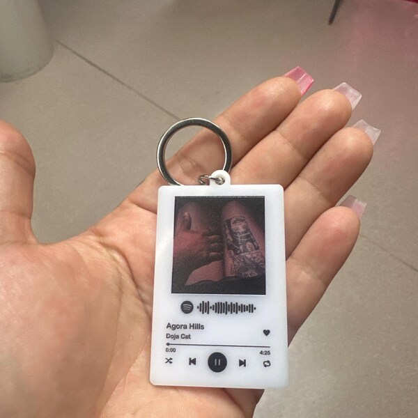 Custom Song Keychain With Photo, Personalized Spotify Code Keychain, Anniversary Gift, Couple ...