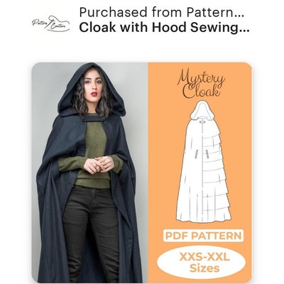 Cloak With Hood Sewing Pattern, Fantasy Carnival Costume, Elven Cape ...