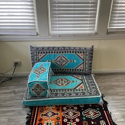 Oriental Red Corner Arabic Floor Seating, U Shaped Floor Sofa, Arabic ...