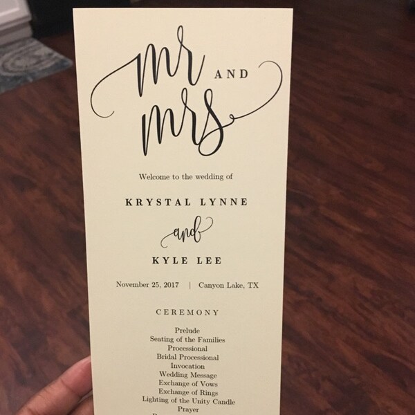 Wedding Program Editable Template - Printable Wedding Program - Instant ...