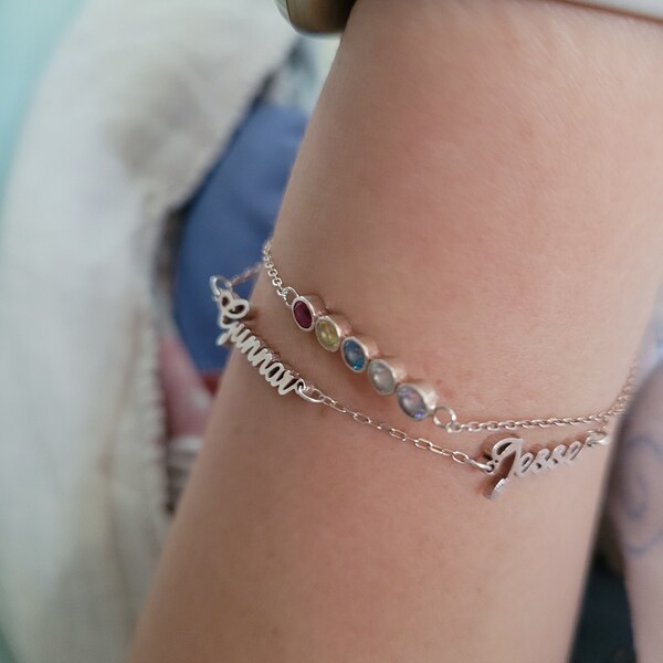 Custom Birthstone Bracelet • Multiple Birthstone Bracelet in Sterling ...