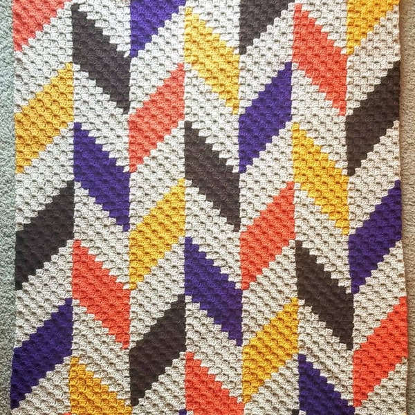 Diamond Ripple C2C Blanket Corner to Corner Graphghan Written Crochet ...