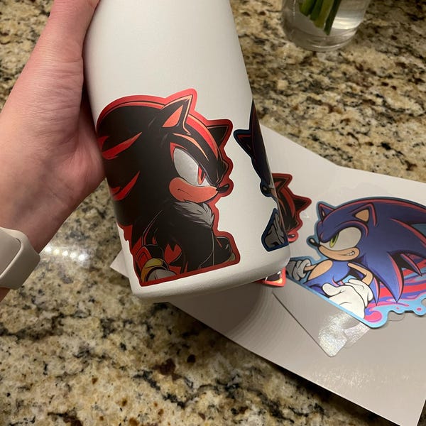 Shadow Metallic Sticker Vinyl Decal Sonic Knuckles Tails Amy Super ...