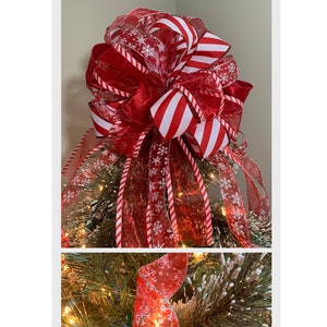 Large Silver Glitter Christmas Tree Topper Bow 6 Ft Tails - Etsy