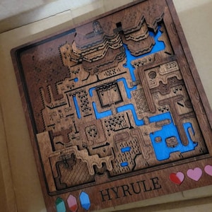3D Hyrule Video Game Map Laser Cut Wood Multilayer Custom Decor ...