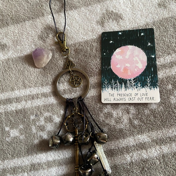 Witches Bells: Protection Charm With Key, Pentagram and Quartz - Etsy