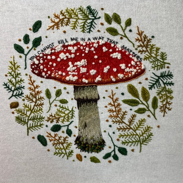 Mushroom: Hand Embroidery Pattern, Needlepainting Tutorial, Instant ...