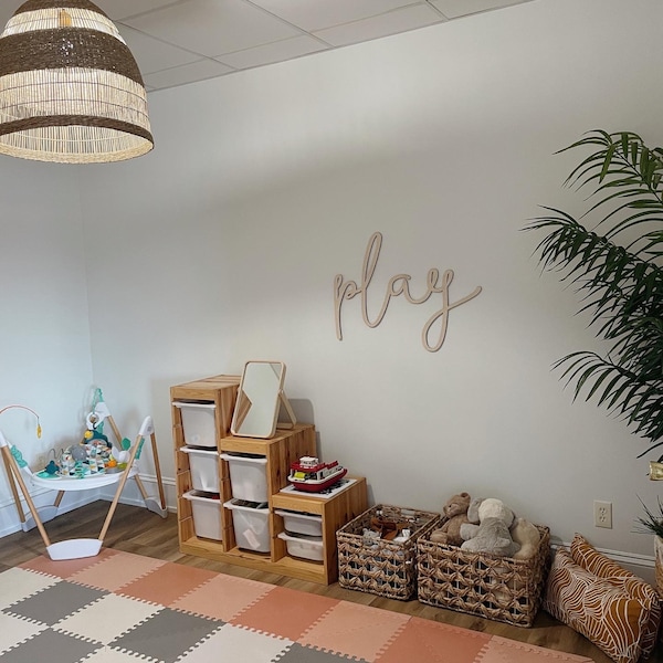 Play Word Cutout | Playroom Wall Decor Sign | Kids Room Wall Decor ...