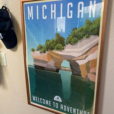 Retro Style Travel Poster, Michigan Vintage Rustic Poster Print, Home ...