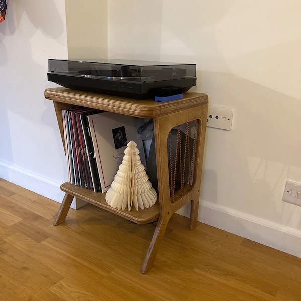 Mid Century Modern Record Player Table / Vinyl Records Storage Unit ...